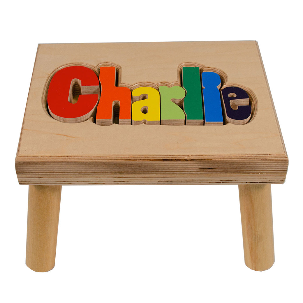 Hollow Woodworks Personalized Puzzle Stool | Modern Nursery™